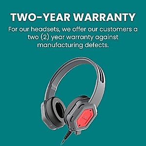 Brenthaven Edge Rugged Wired Over Ear Headphones with Mic, 3.5mm Jack, Long Tangle Free Cord - Comfortable, Durable, Lightweight and Drop Tested for Kids, K-12 Students, Classroom, School Use - Gray