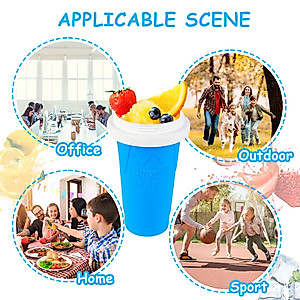 Slushie Maker Cup - TIK TOK Quick Frozen Magic Cup, Double Layers Slushie Cup, DIY Homemade Squeeze Icy Cup, Fasting Cooling Make And Serve Slushy Cup For Milk Shake, Smoothies, Slushies - Blue