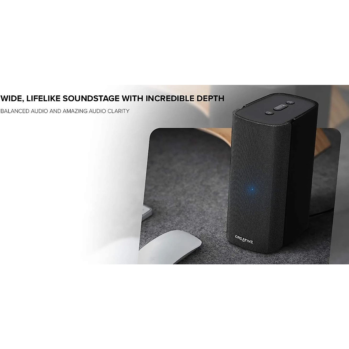 Creative Labs 51MF1690AA002 T100 2.0 Bluetooth Speaker System - 40 W RMS - 50 Hz to 20 kHz - USB - Compact Hi-Fi Wireless Desktop PC Speakers (Renewed)