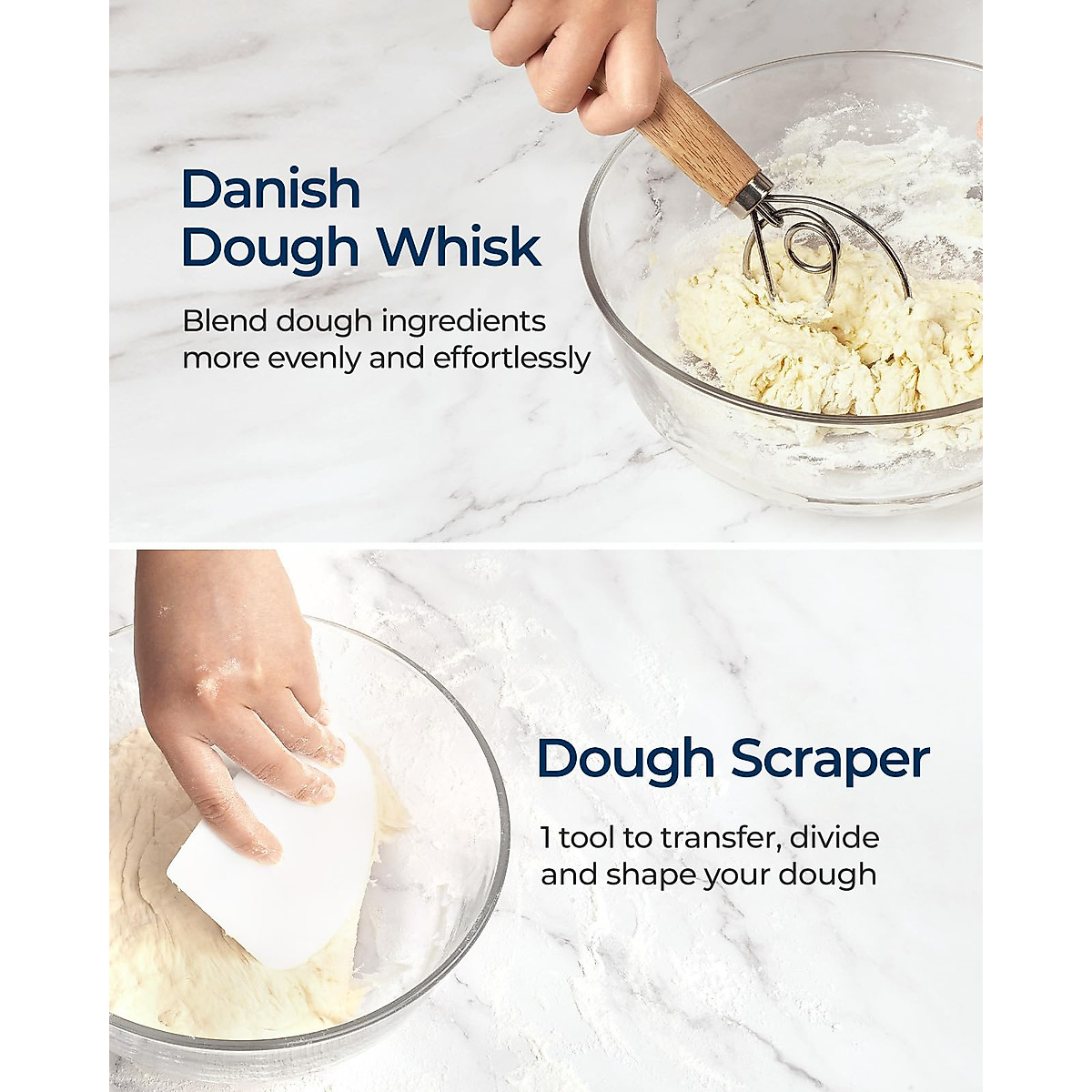 Lorzon Banneton Proofing Basket Set of 2, 10 Inch Round & Oval Cane Bread Proofing Baskets with Sourdough Bread Baking Supplies, Bread Making Kit