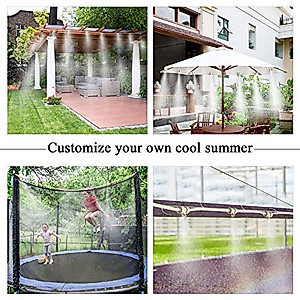 Mist Cooling System 29.5 FT/ 9 m Misting Line, 11 Brass Mist Nozzles, Faucet Connector, 30 Pieces Clip Outdoor Mister Patio Garden Greenhouse Trampoline