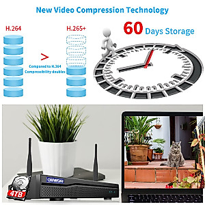 Wireless Security Camera System, 8Pcs 2MP 1080P Home WiFi IP Cameras, OHWOAI Indoor/Outdoor CCTV Video Surveillance System, 8CH Wireless NVR, IP67 Waterproof, 4TB HDD, Night Vision, Motion Detection