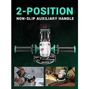 DCA Cordless Angle Grinder 20V 4-1/2 inch, 4.0Ah Battery & 2A Fast Charger, 8500RPM Brushless Motor, Power Angle Grinder with Cutting & Grinding Wheels, Flap Discs for Wood Metal & Rust Removal