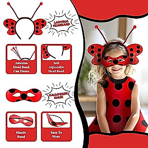 INNOCHEER Ladybug Costume for Girls 2-10, Halloween Costumes for Kids Girls Ladybug Costume Toddler with Accessories Toys, M (4-5years Old)