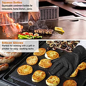 grilljoy 28-Piece Griddle Accessories Kit with Cleaning Kit for Teppanyaki Camping Cooking - Complete Griddle Tools Set in Carrying Storage Bag - Basting Cover, Smash Burger Press, Grill Spatulas