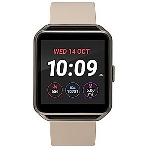 iConnect by Timex TW5M31800 Classic Square Gunmetal Smartwatch, Beige Silicone Strap