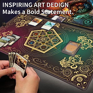 EDGFRTOIO Playmat with Zones for MTG Card Game Playing, Game Mats Tabletop Magic Play Mats 24"x14" Commander Deck Gaming Desk Duel Mat Card Gameplay Mats for Beginner, Five Elements