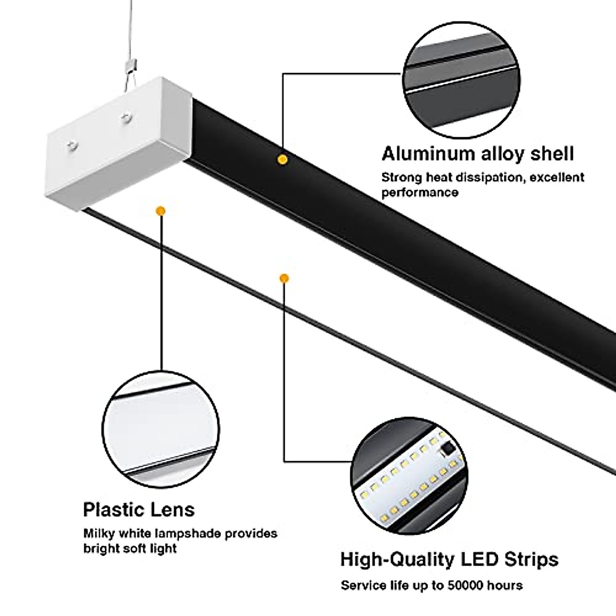 FAITHSAIL 4FT LED Linear Light 5000K 6000LM Suspension Office Lighting ...