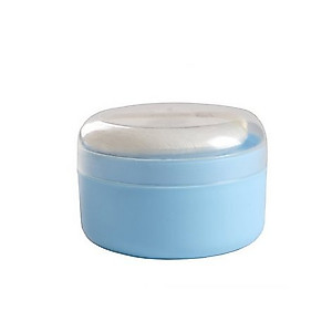 Baby After-Bath Powder Puff Container Jars Empty Refillable Plastic Soft Face Body Powder Box with Sifter Portable Baby Care Kit Case Cosmestic Makeup Dispensor (Blue)