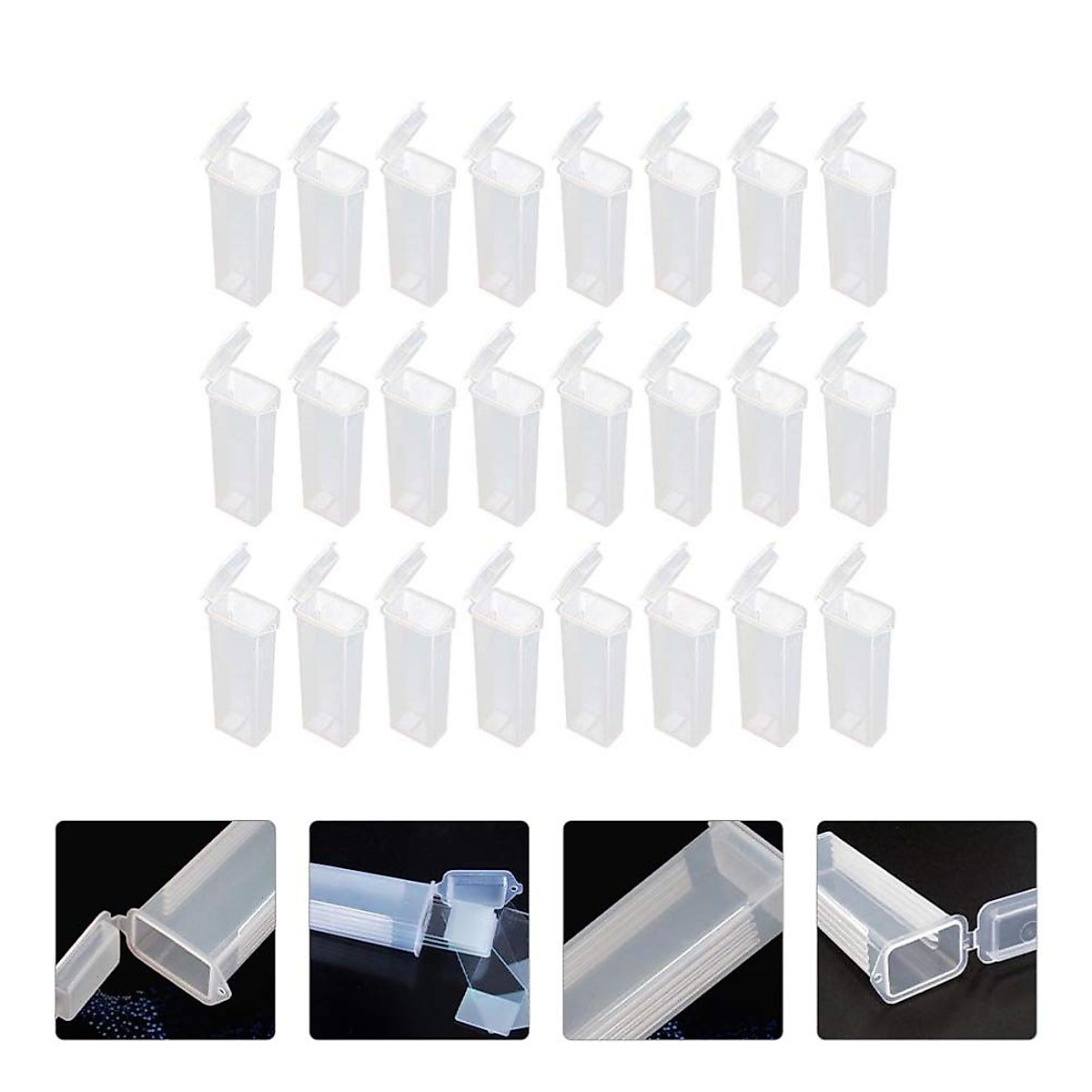 Scicalife Glass Slide Cases, 50pcs Plastic Rectangle Microscope Glass Holder Slide Box for 5 Slides, Microscope Slide Box for Laboratory Use