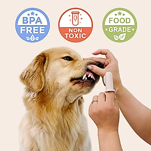 pupwell Puppy Breath Daily Dog Finger Toothbrush for Bad Breath, Removing Plaque and Tartar Buildup Made from Silicone (Slate Blue)