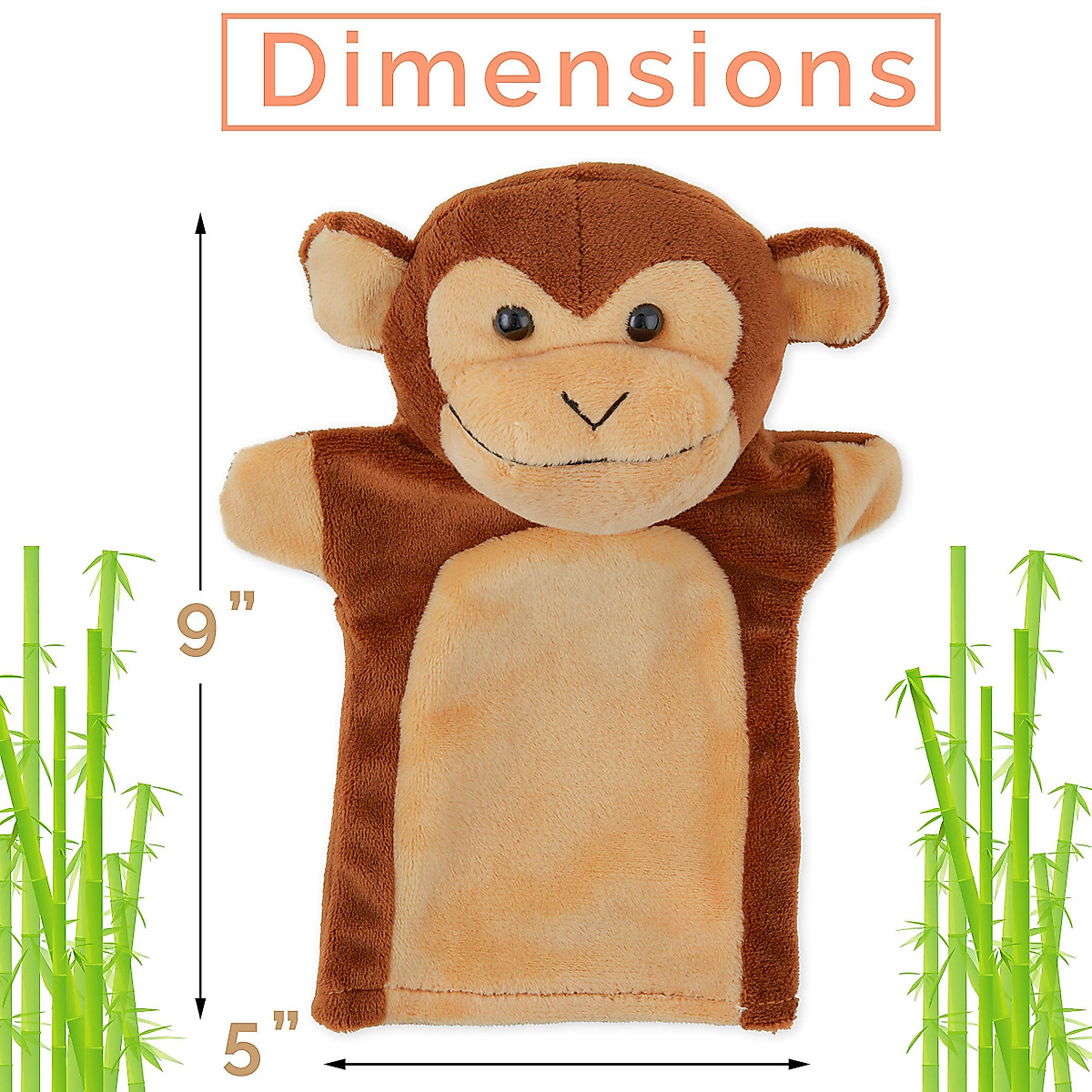 Hand Puppets for Kids, Set of 4 Plush Safari Animals Hand Puppet Toys for Boys and Girls, A Giraffe, Elephant, Tiger, Monkey, Perfect for Storytelling, Teaching, Preschool, Role-Play