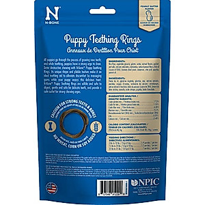 N-Bone Puppy Teething Rings Peanut Butter Flavor Dog Treat, 6 Count Bag, 7.2-oz