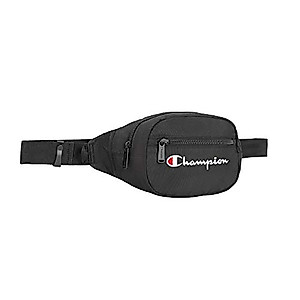 Champion unisex adult Waist Pack, Black/White Logo, One Size US