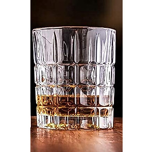 Czech Crystal Glass Set of 6 Whiskey Glasses 10oz./300ml. ''Diplomat'' Elegant Design Old Fashioned Style Heavy Base Scotch Bourbon Juice Water Gift Birthday Wedding Housewarming Anniversary