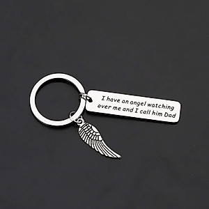 Gzrlyf Dad Memorial Keychain Sympathy Gifts for Loss of Father I Have an Angel Watching over Me and I Call Him Dad (Keychain)