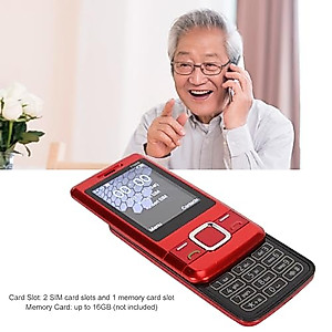 Unlocked Slider Phone, 2G GSM 1200mAh Battery Loud Voice Big Button Dual Card Senior Cell Phone for Elderly Kids Unlocked Mobile Phone Flip Cell Phone for Seniors (Red)