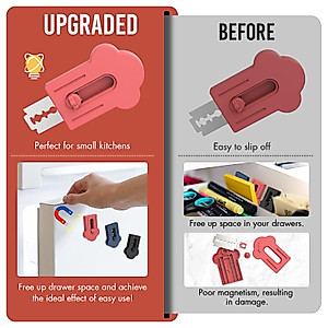 MEKER Bread Lame, Upgraded Magnetic Dough Scoring Tool with 10 Razor Blades for Sourdough Bread Baking & Making, Includes Scoring Patterns Booklet, Red