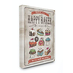 Stupell Industries Happy Baker Vintage Comic Book Design Canvas, Multi-Color