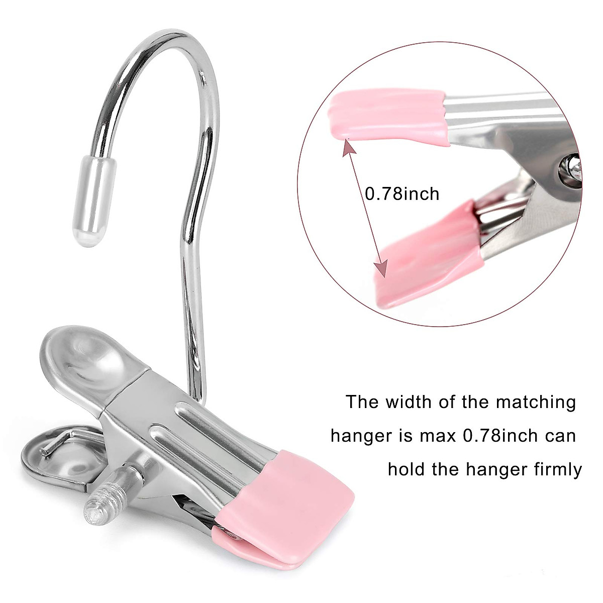 ODILCO 24Pack Boot Hanger Clips, Pink Hook Clips Hanger Clips Hold Hanging Clothes Pins Hooks - Portable Stainless Steel Home Travel Hangers Clips