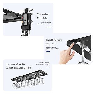 Gittcoll Wine Glasses Rack Stainless Steel Under Cabinet Stemware Hanging Holder No Drilling Metal Wine Glasses Goblets Drying Organizer Storage for Cabinet Kitchen Bar (3 Slot)