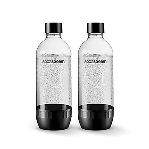 2 Pack Water Carbonating Sodastream Bottles Bundle with Deliqo 14 inch Bottle Cleaning Brush Original Soda Stream Reusable Sparkling Extra 1L 1 Liter