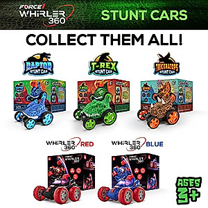 Force1 Dino Whirler T-Rex 360 Stunt Car Mini RC Car for Kids - Fast Remote Control Mini Stunt Car 5 Wheels LEDs 360 Flips Standing Rotating Small RC Car 2.4 GHZ Remote Control Car Toy for Boys Girls