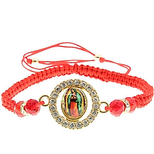 Our Lady of Guadalupe Red Bracelet Whit Gold Color Medal Pulsera Roja De La Virgen De Guadalupe Con Medalla Color Dorado (VM1)