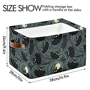 xigua Halloween Bat Black Large Storage Basket Square Foldable Canvas Laundry Baskets Bin Waterproof Inner Layer with Sturdy Handles for Kids Toy Nursery Blanket Clothes 2Pack