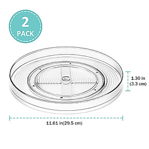Puricon 2 Pack Lazy Susan Clear Organizer for Cabinet Pantry Storage, Rotating Tray for Fridge Bathroom Living Room Kitchen Spice Rack Organization, Acrylic Turntable for Cosmetics Perfumes, 11.5 in