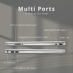 HP 2022 15.6" HD BrightView Laptop, Intel Pentium Silver N5030 Processor, 8GB RAM, 256GB PCIe SSD, Intel HD Graphics 605, 720p HD Webcam, Stereo Speakers, Silver, Windows 11, 32GB USB Card