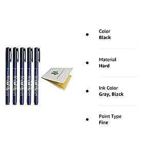 Tombow Fudenosuke Fude Brush Pen Hard (GCD-111) x5 Set, with Original Sticky Notes – Great for Calligraphy, Art Drawings, Illustration, Manga