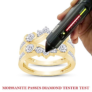 SAVEARTH DIAMONDS 1 Carat Round Cut Lab Created Moissanite Diamond Anniversary Wedding Solitaire Enhancer Guard Ring In 14K Solid Yellow Gold (VVS1 Clarity 1 Cttw)-6.5