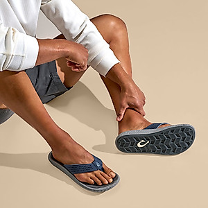OluKai Ulele Men's Beach Sandals, Quick-Dry Flip-Flop Slides, Water Resistant Suede Lining & Wet Grip Soles, Soft Comfort Fit & Arch Support