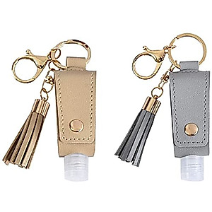 Milcraft Portable Empty Travel Bottle Keychain Hand Sanitizer Bottle Holder 3 Pack 1oz / 30ml Small Squeeze Bottle Refillable Containers for Toiletry Shampoo Lotion Soap (Black+Grey+Khaki)