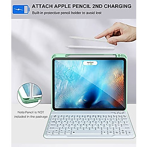 Harvopu for iPad Pro 11 inch Case with Keyboard - 7 Color Backlit Detachable Bluetooth Keyboard for iPad Pro 11-inch 2022(4th Generation)/2021(3rd Gen)/2020(2nd Gen), Green