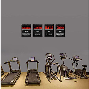 Grind Hustle Execution Motivational Wall Art Office Wall Art Black and Red Canvas Print Office Wall Decor Inspiring Framed Wall Art Success for Office Workplace Decoration Wall Art for Man Woman