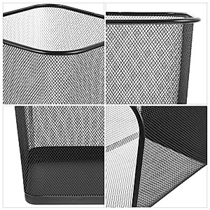 Metal Garbage Cans Large Waste Basket Square Waste Paper Bin Modern Style Wire Rubbish Bin Trash Cans for Bathroom Bedroom 22X27.5 CM