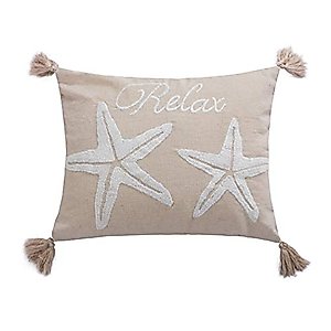 Levtex Home - San Sebastian - Decorative Pillow (14X18in.) - Starfish - Natural and White