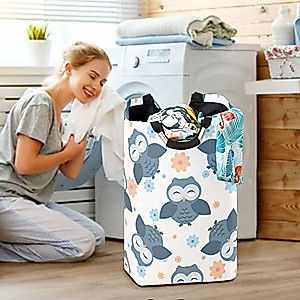 xigua Collapsible Large Laundry Basket with Handles Waterproof Laundry Hamper Dirty Clothes Basket Foldable Washing Bin（Owl (10)）