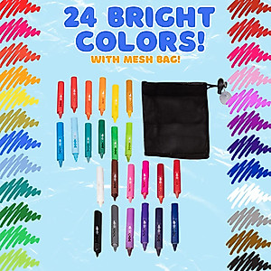 Bath Crayons Super Set - Set of 24 Draw in the Tub Colors with Bathtub Mesh Bag - Non-Toxic, Safe for Children, Won't Disintegrate in Water - Art Project gift for Kids and Toddlers