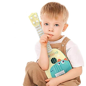 Generic 15 Inch Guitar Toy Ukulele Toy 4 Strings Early Educational Instruments Dinosaur Musical Gift Musical Instruments Toys for Kids Toddlers Year of 3+
