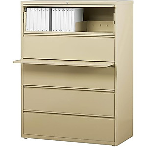 Lorell 5-Drawer Lateral File, 42 by 18-5/8 by 67-11/16-Inch, Putty