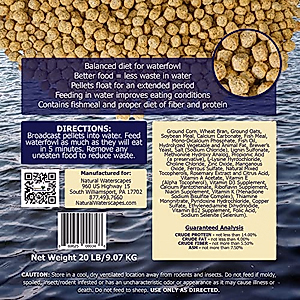 Natural Waterscapes Waterfowl Feed 20 lb Bag | Floating Pellets for Duck, Swan, Goose | for Wild and Pet Ducks