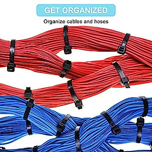 200pcs Zip Ties 8 Inch Black, Heavy Duty Zip Tie, 40lb Strength Cable Ties, Industrial Nylon Wire Tie Wraps for Garage and Workshop.