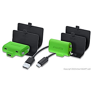 dreamGEAR Charge Kit for Xbox Series X Controller: Includes Two 1100mAh Rechargeable Batteries, 10ft Cable, 40 Hours of Play/Xbox One, USB Type-C
