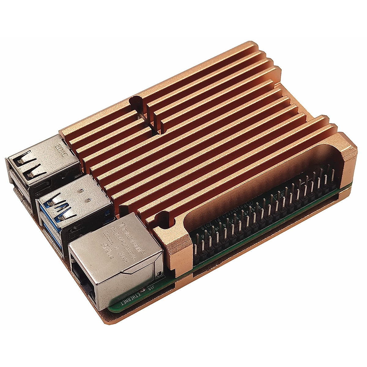 Raspberry Pi 4 Armor Case, Raspberry Pi 4 Computer Model B Aluminum Alloy Passive Cooling Case Compatible with Raspberry Pi 4 Model B (Gold)