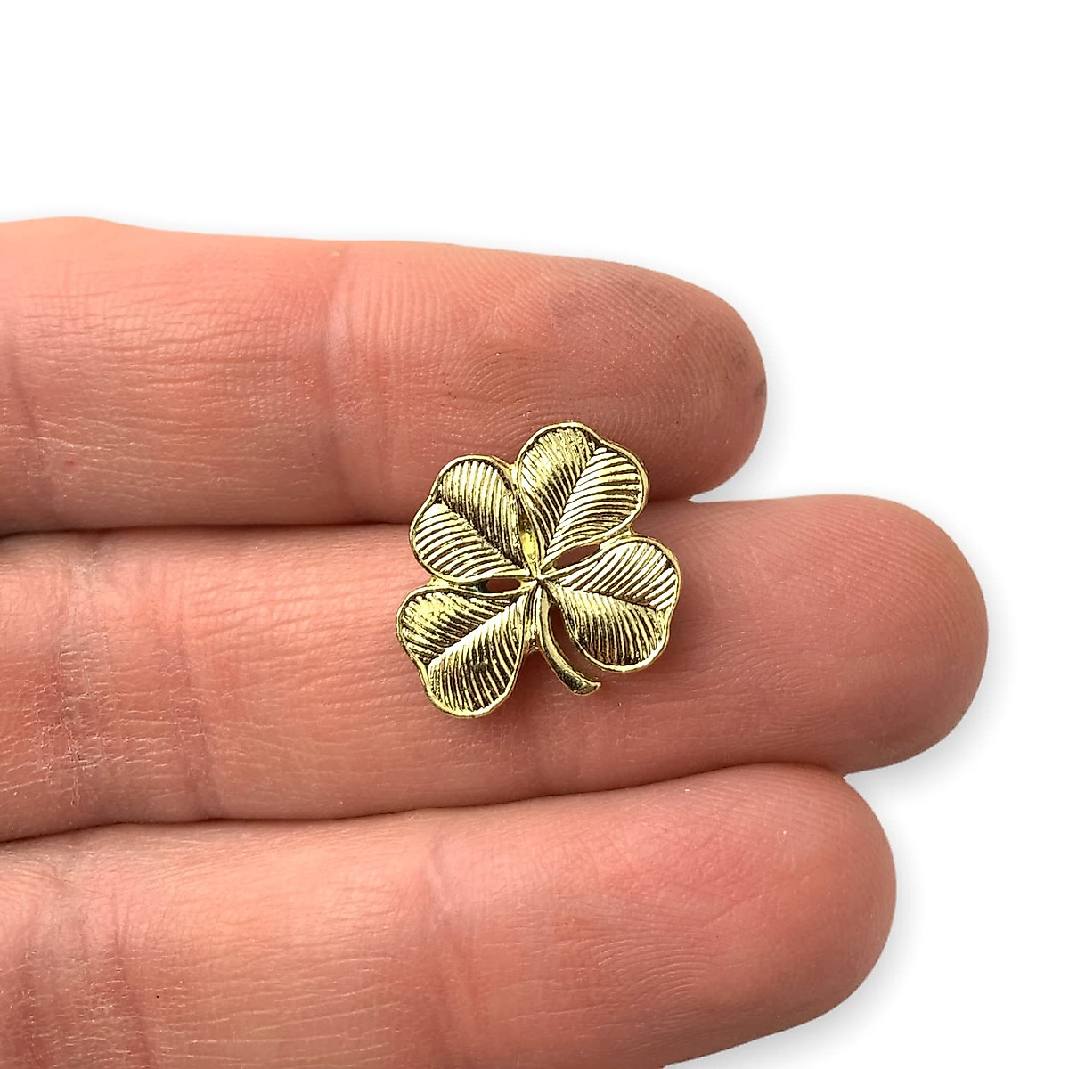 Four Leaf Clover Shamrock Lapel Pin – Lucky Gold Pin for Saint Patrick's Day – Irish Brooch for Hats, Jackets, and Backpacks by StockPins – Made in USA