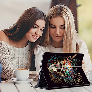 Case for iPad Pro 11 inch 4th/3rd/2nd Generation (2022/2021/2020) Slim PU Leather Multi-Angle Smart Folio Stand Cover with Auto Wake Sleep, Flower Skull Aesthetic