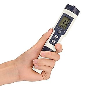 Water Quality Tester, Geevorks 5 in 1 PH/EC/TDS/Salinity/Thermometer Digital Multi-Function Tester with 3 PH Buffer Powders